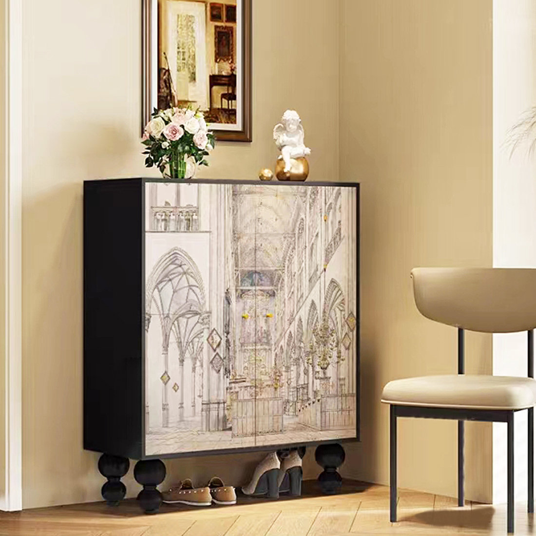 DICIXA Modern Simple Shoe Cabinet Side Cabinet 17 Pair Shoe Storage ...