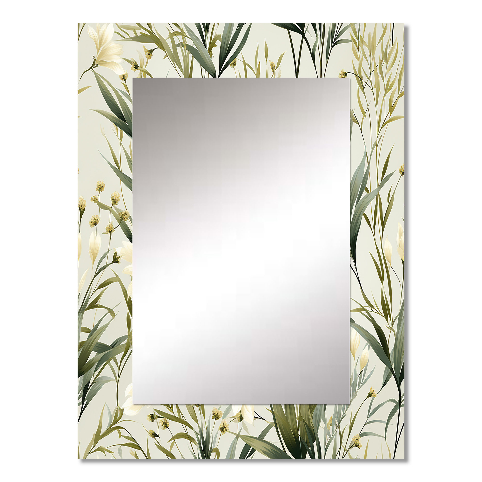 Bungalow Rose Anele Green Grassland Meadows - botanical Unique Mirror ...