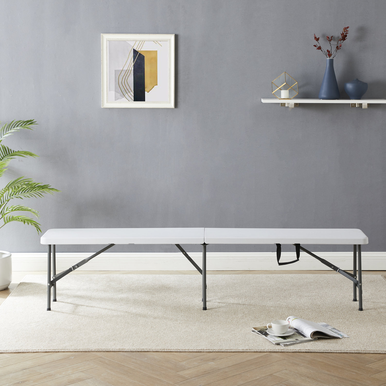 Hokku Designs Banc de soccer pliable en résine Armar, banc de jardin ...