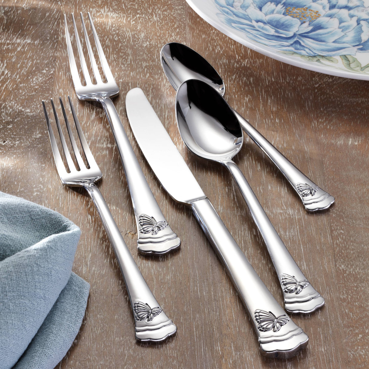 Lenox Butterfly Meadow II Mirror 65-Piece Flatware Set & Reviews | Wayfair