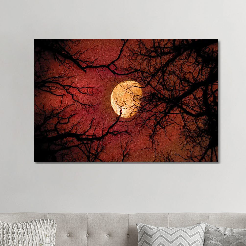 East Urban Home Red Moon Midnight Sun Painting - Wayfair Canada