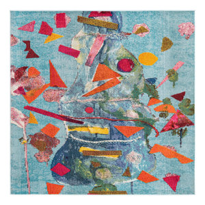 Wrought Studio Arbi Abstract Blue/Orange Area Rug | Wayfair