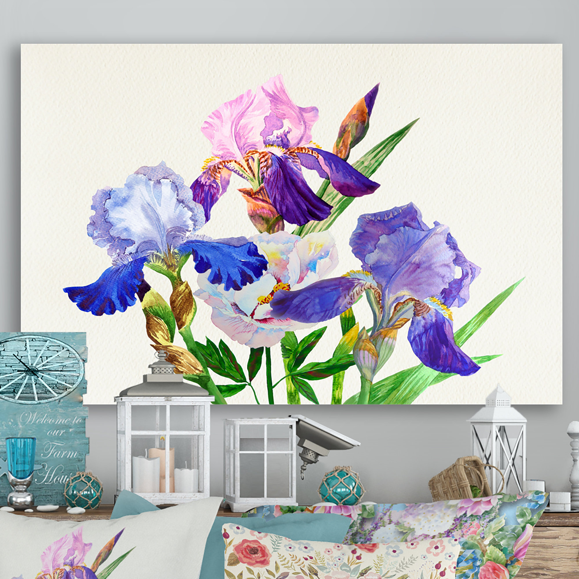 Winston Porter Blue And Purple Iris In Summer III - Floater Frame Print ...