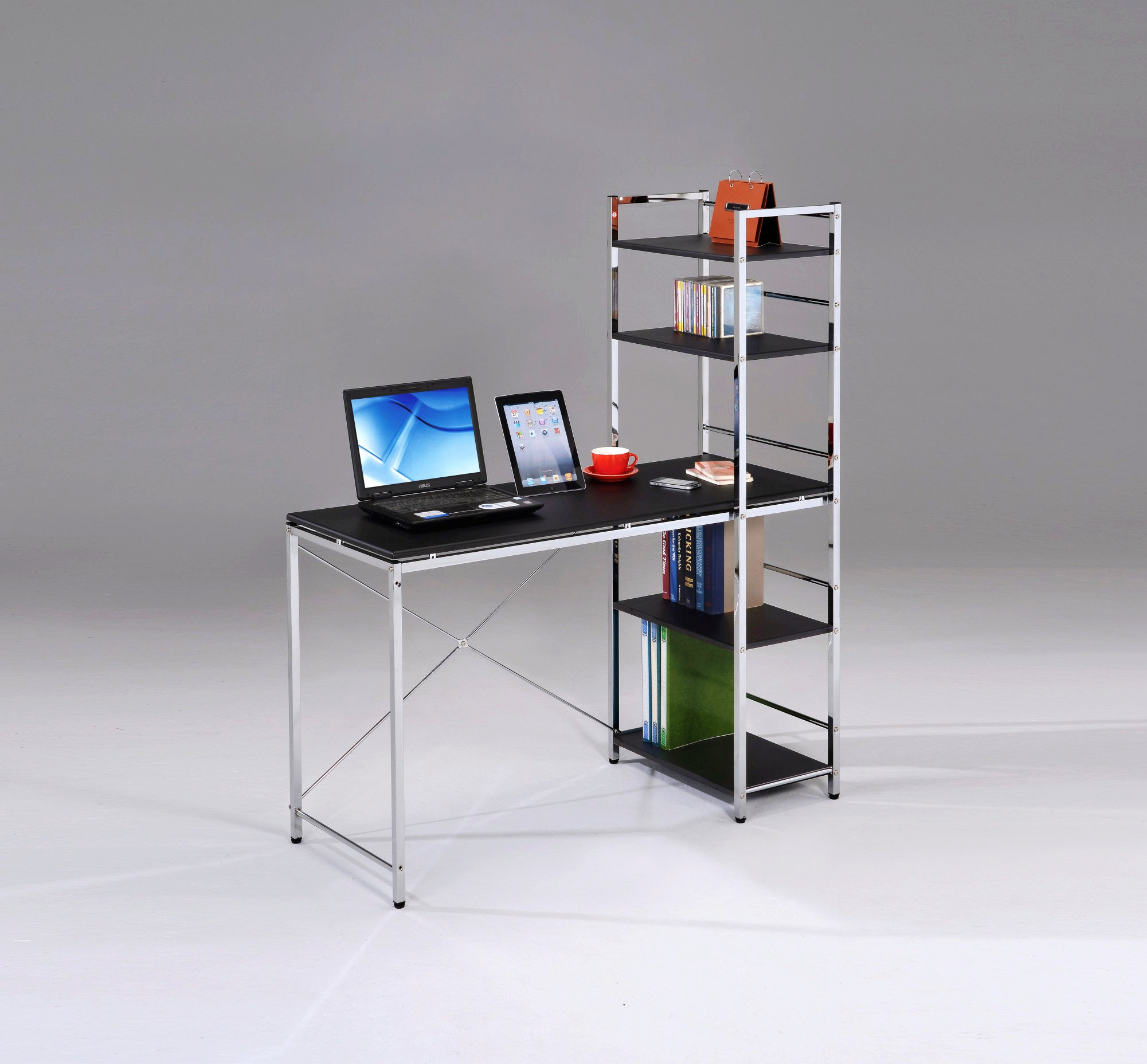 Latitude Run® Metal Frame Writing Desk With Shelves | Wayfair