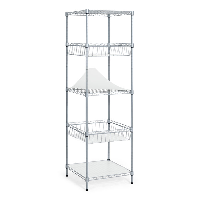 CAPHAUS NSF Adjustable Height 5 Tier Wire Shelving Unit w/ Basket ...