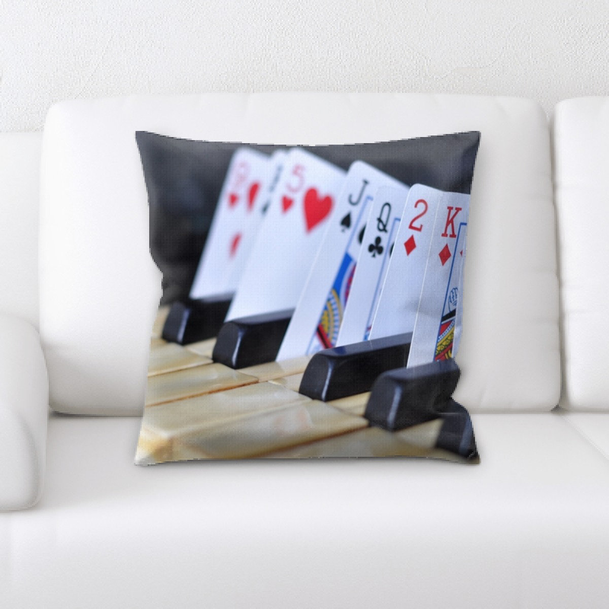 Rug Tycoon Piano with Playing Cards Throw Pillow | Wayfair