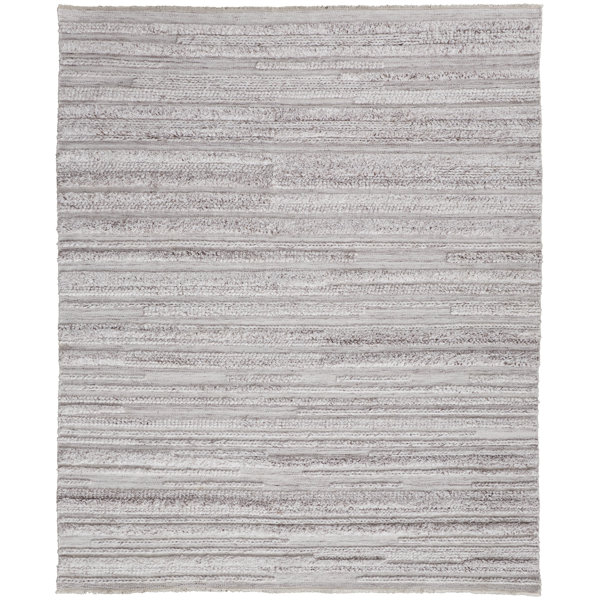 The Twillery Co.® Alline Striped Handwoven Ivory/Carob Brown Area Rug ...