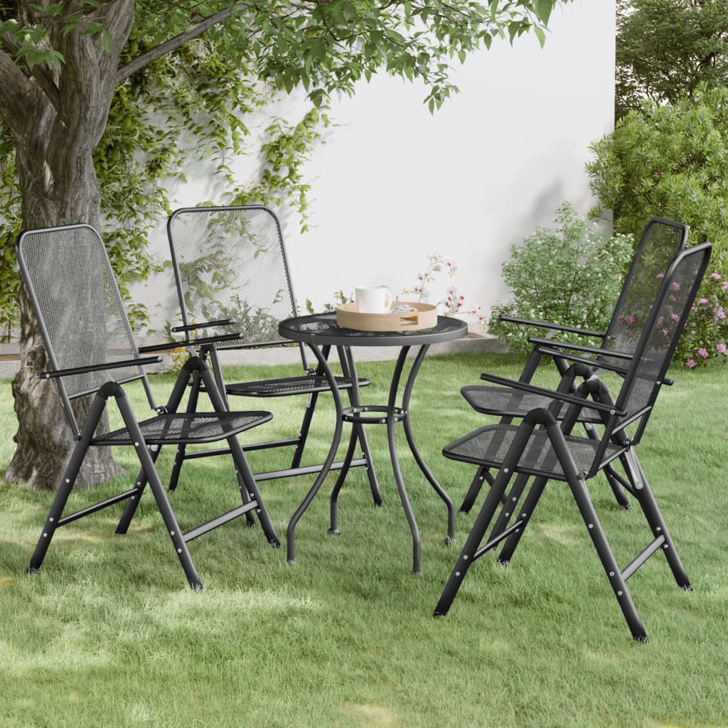 Corrigan Studio® Folding Patio Chairs Expanded Metal Mesh Anthracite ...