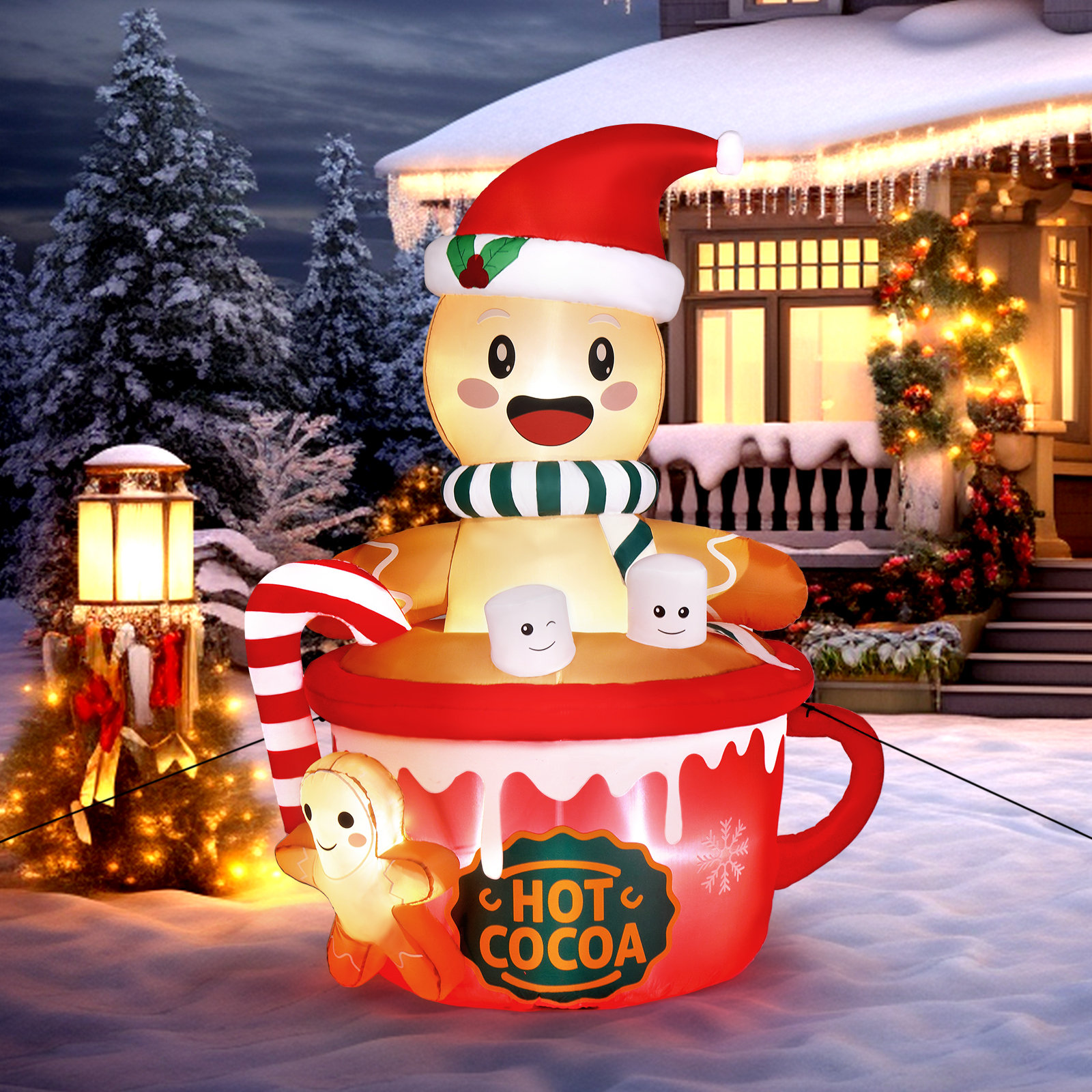 The Holiday Aisle® Gingerbread Man in Hot Cocoa Mug Inflatable ...