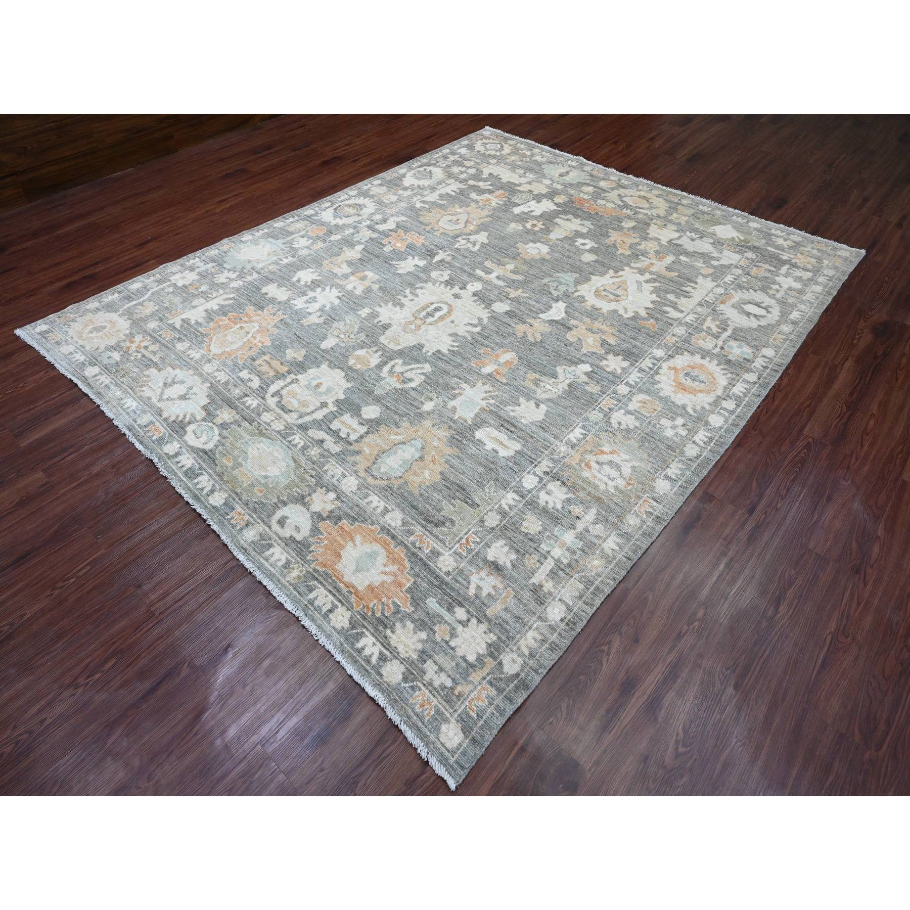 Wildon Home® 8'x9'8" Nickel Gray Afghan Angora Oushak Leaf Motif Hand ...