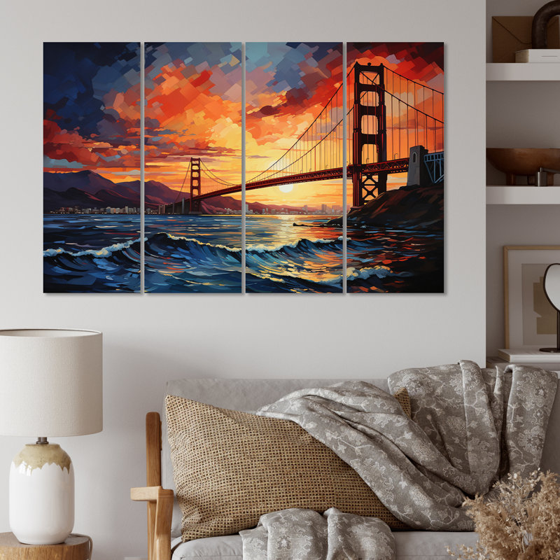 Dovecove Orange Bridge Golden Gateway I - Bridges Metal Art Print Set ...