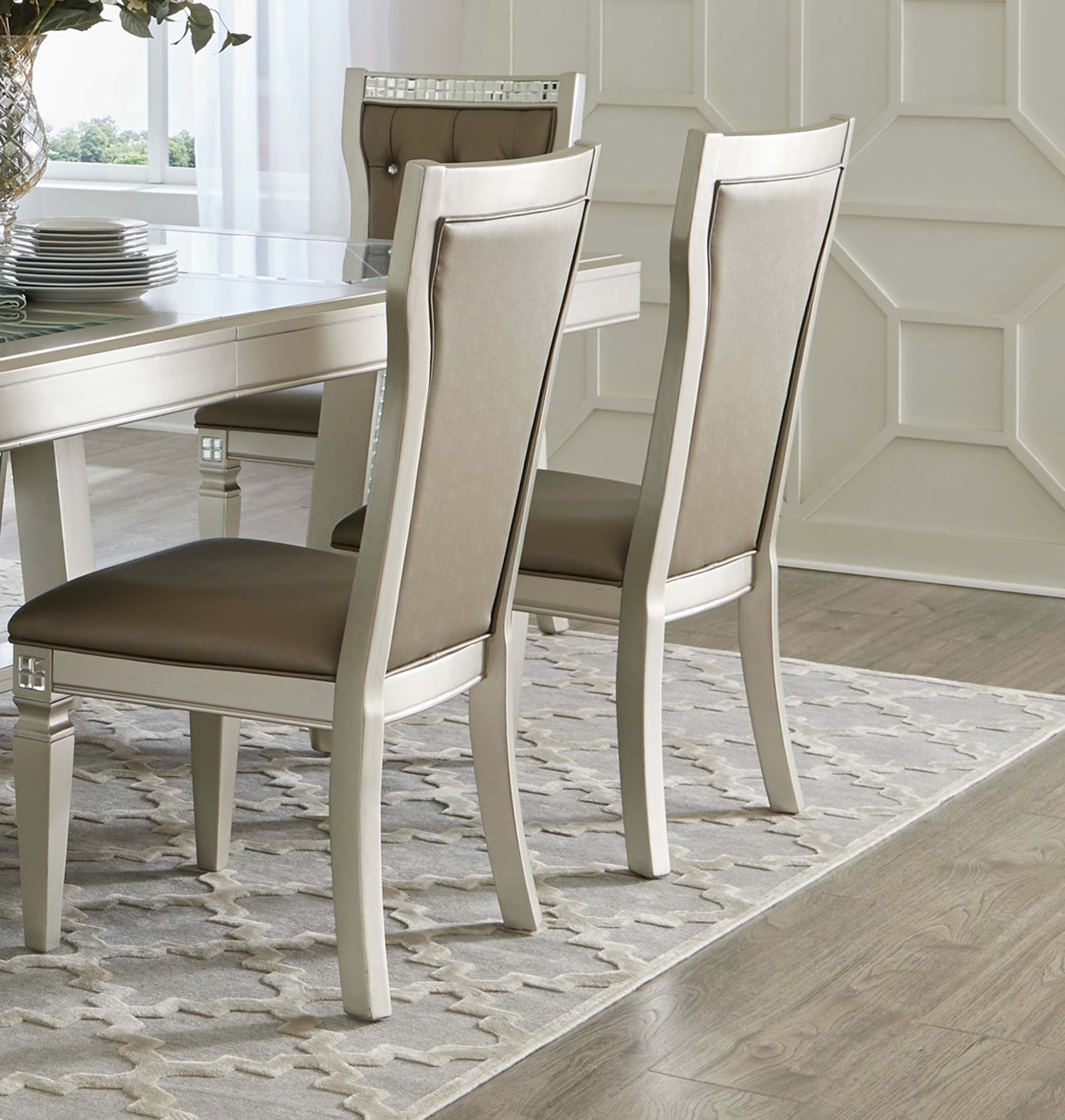 Rosdorf Park Glamorous Style Dining 5Pc Set Table W Leaf Glass Insert ...