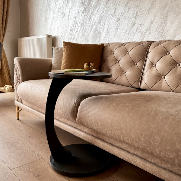 George Oliver Jermichael C-Shaped Round End Table with Rolling Wheels ...