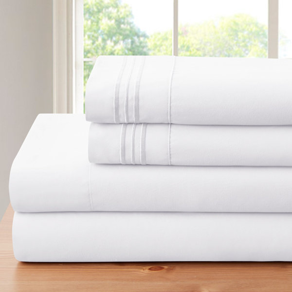 Bamboo Comfort Bamboo 1800 Thread Count 3 Line Embroidered Deep Pocket ...