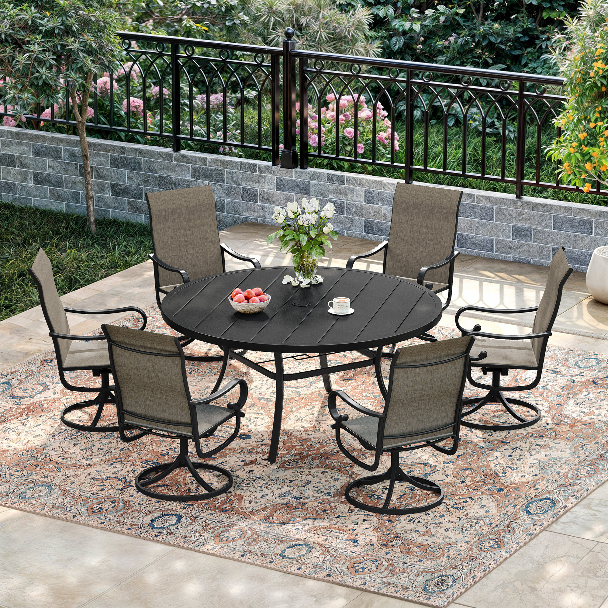 Red Barrel Studio® Outdoor Dining Set With 50" Round Table | Wayfair