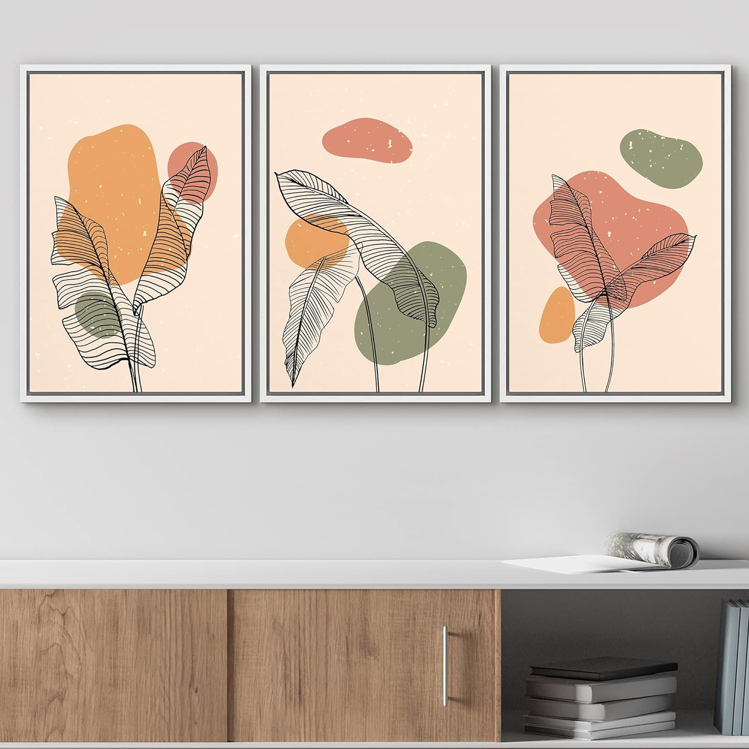 wall26 " Pastel Tropical Jungle Leaf Trio Abstract Nature Modern Art ...