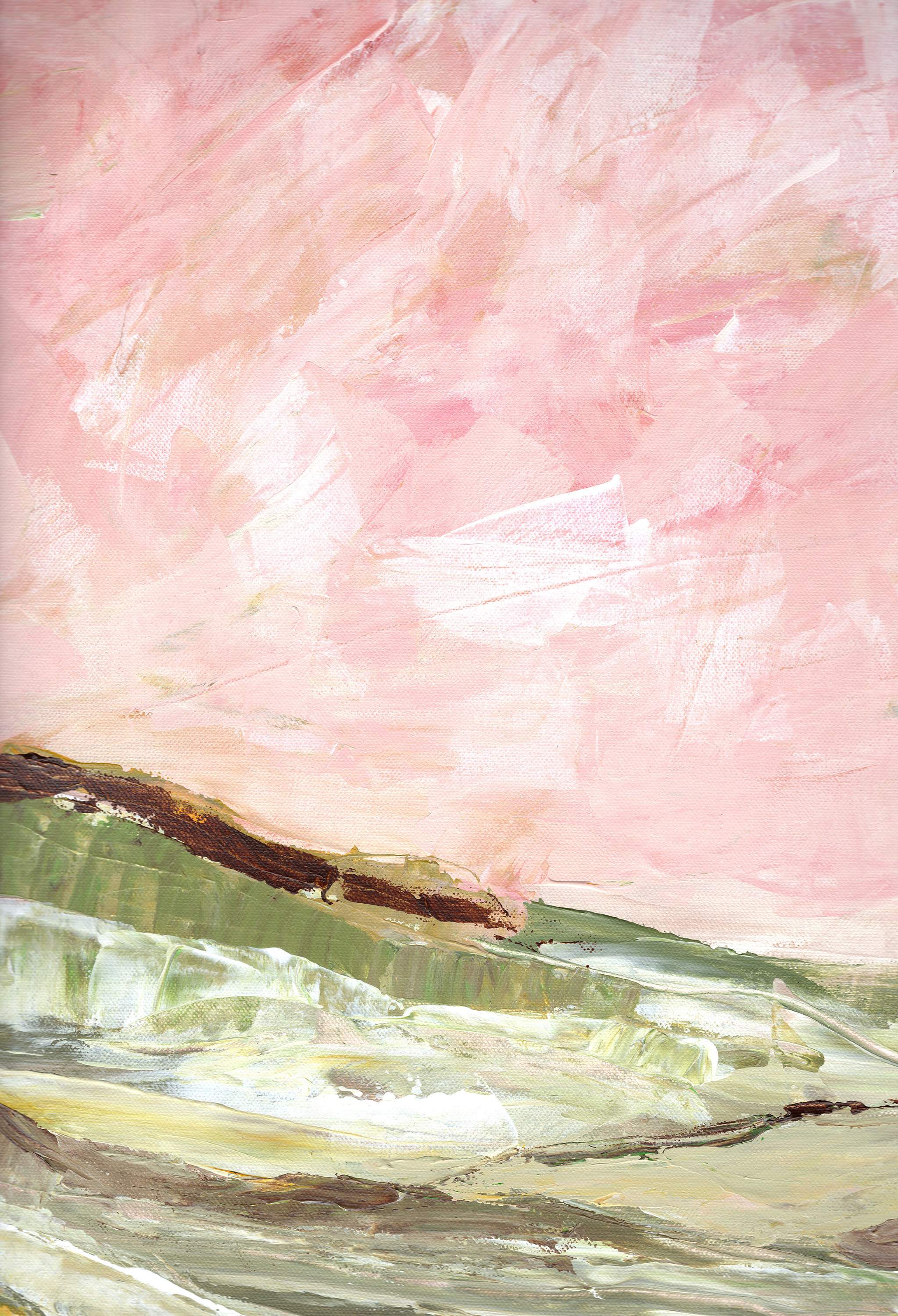 Wrought Studio Faaris " Green And Pink Hills I " by Marcy Chapman Print ...