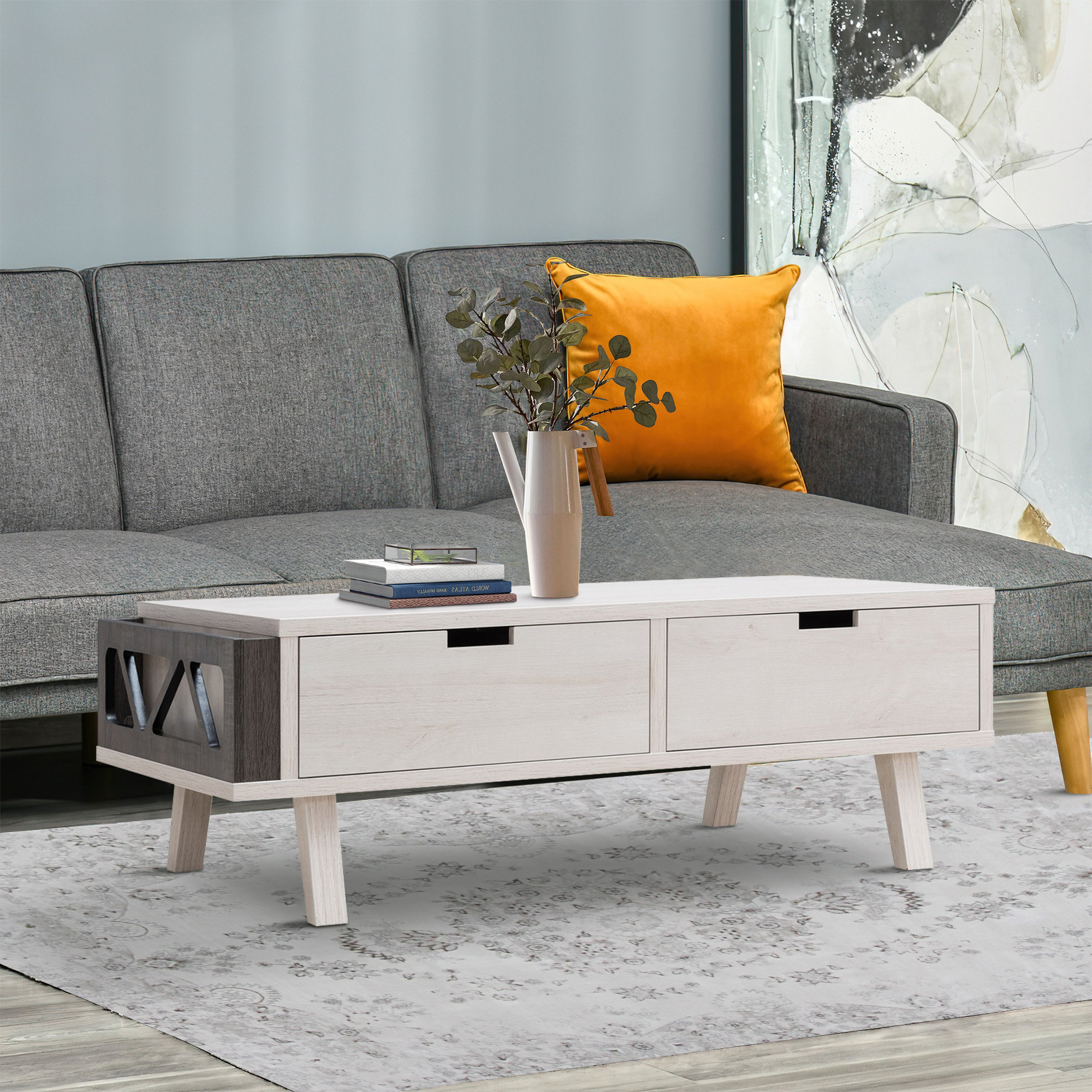 George Oliver 4 Legs Coffee Table with Storage - Wayfair Canada