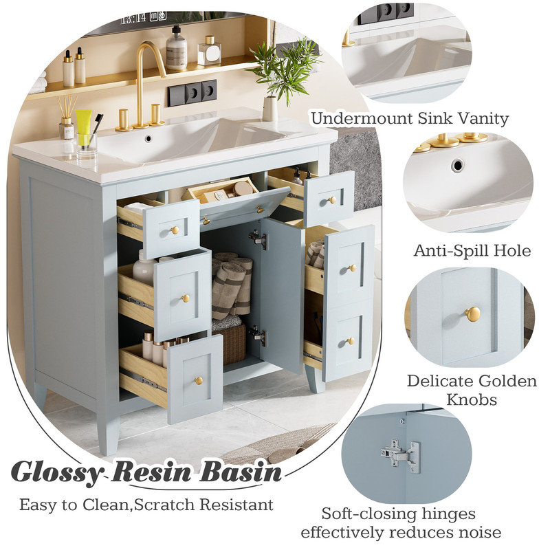 Winston Porter Tevon 36'' Single Bathroom Vanity with Resin Top | Wayfair