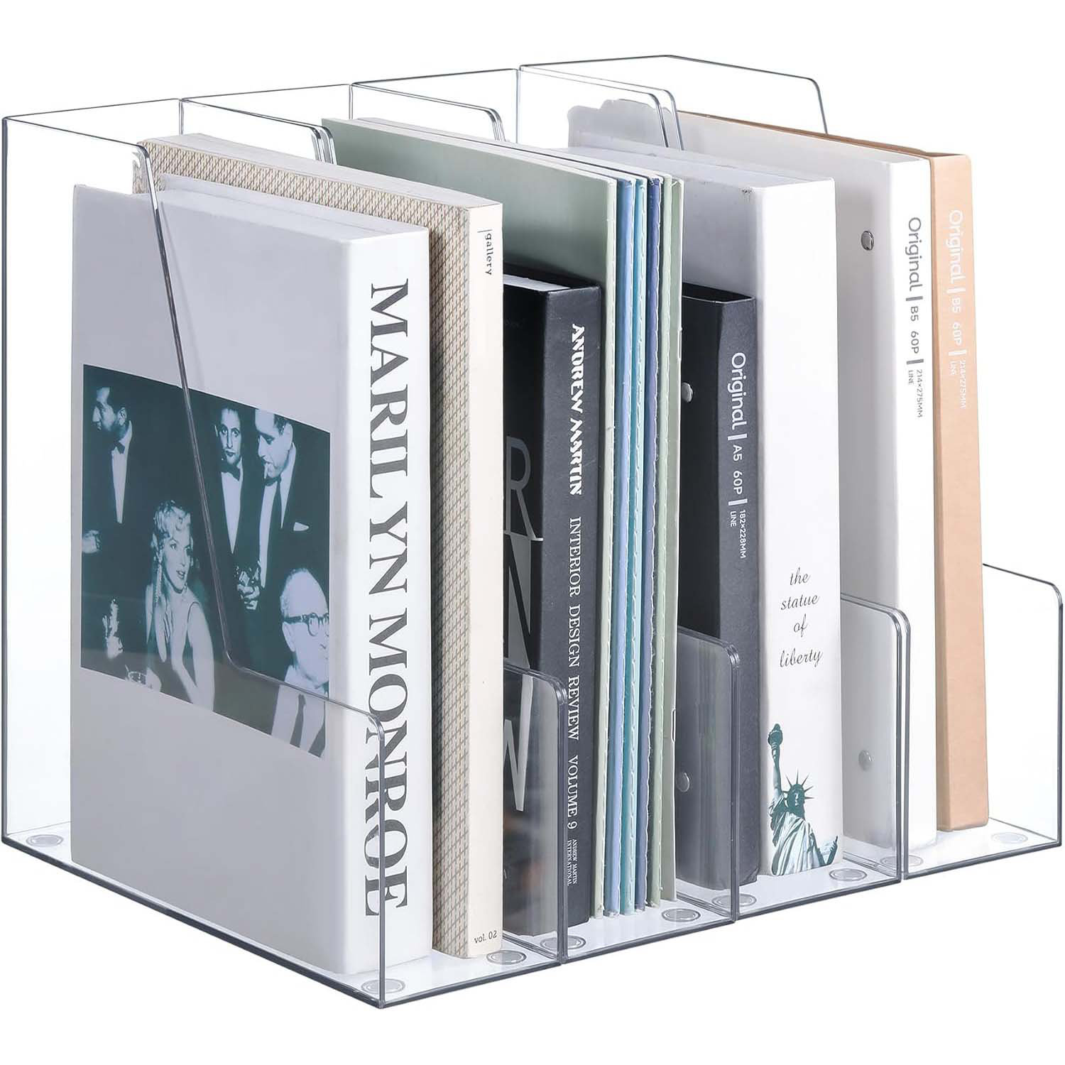 Ivy Bronx Vertical Magazine File Holder, Clear File Organizer Desk ...