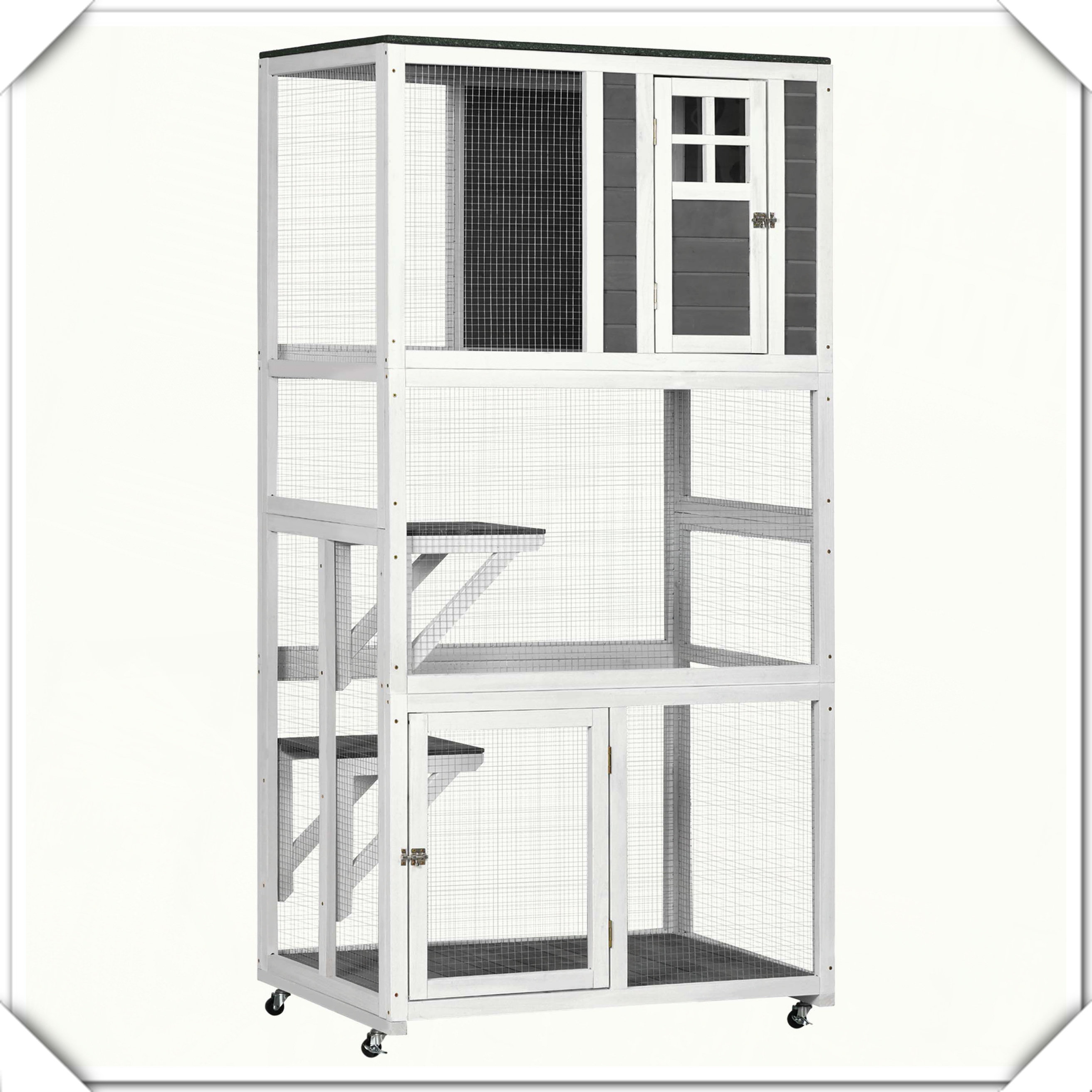 Tucker Murphy Pet™ Weatherproof Wooden Outdoor Catio Cat House with ...