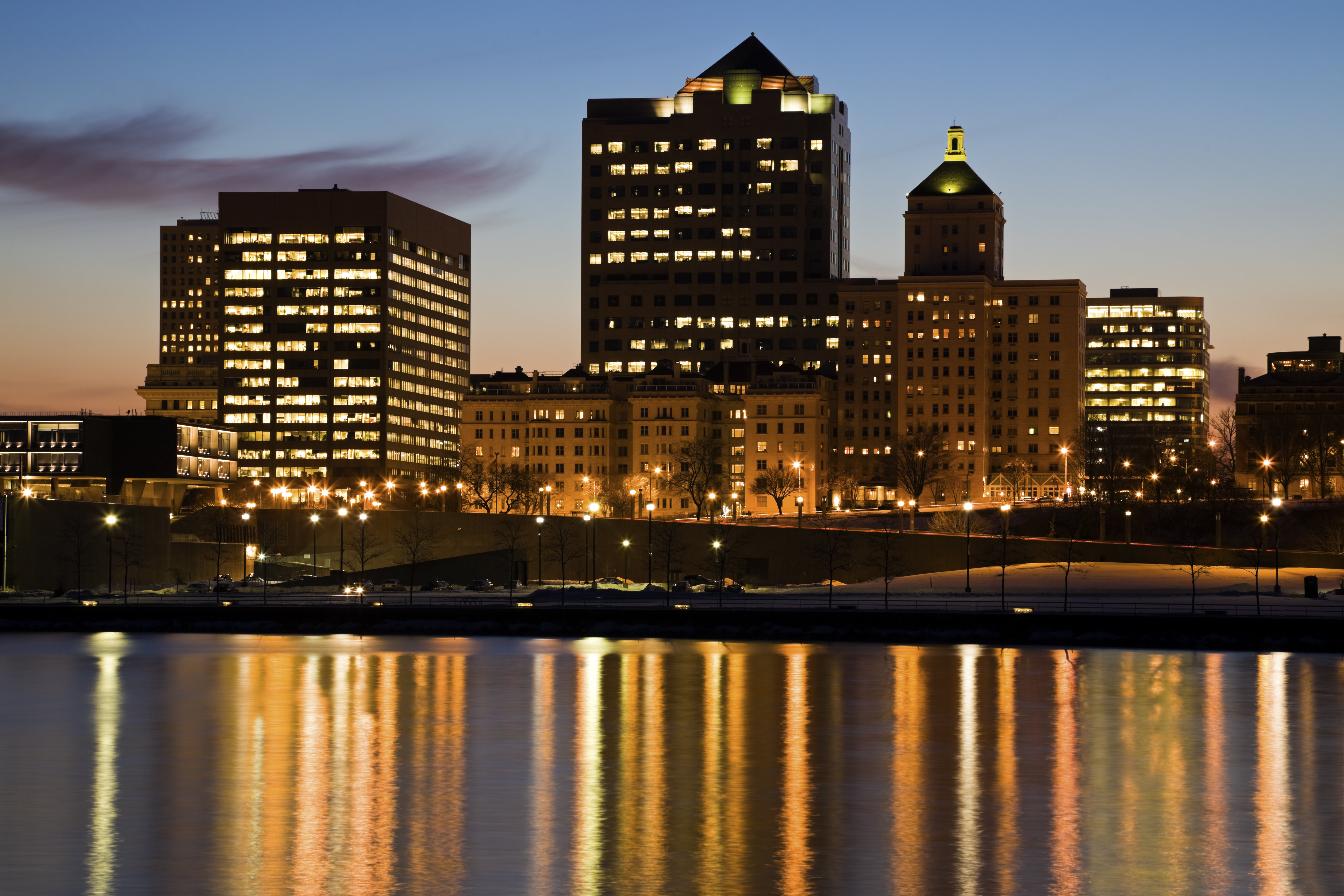 17 Stories Night in Milwaukee by Benkrut - Wrapped Canvas Photograph ...
