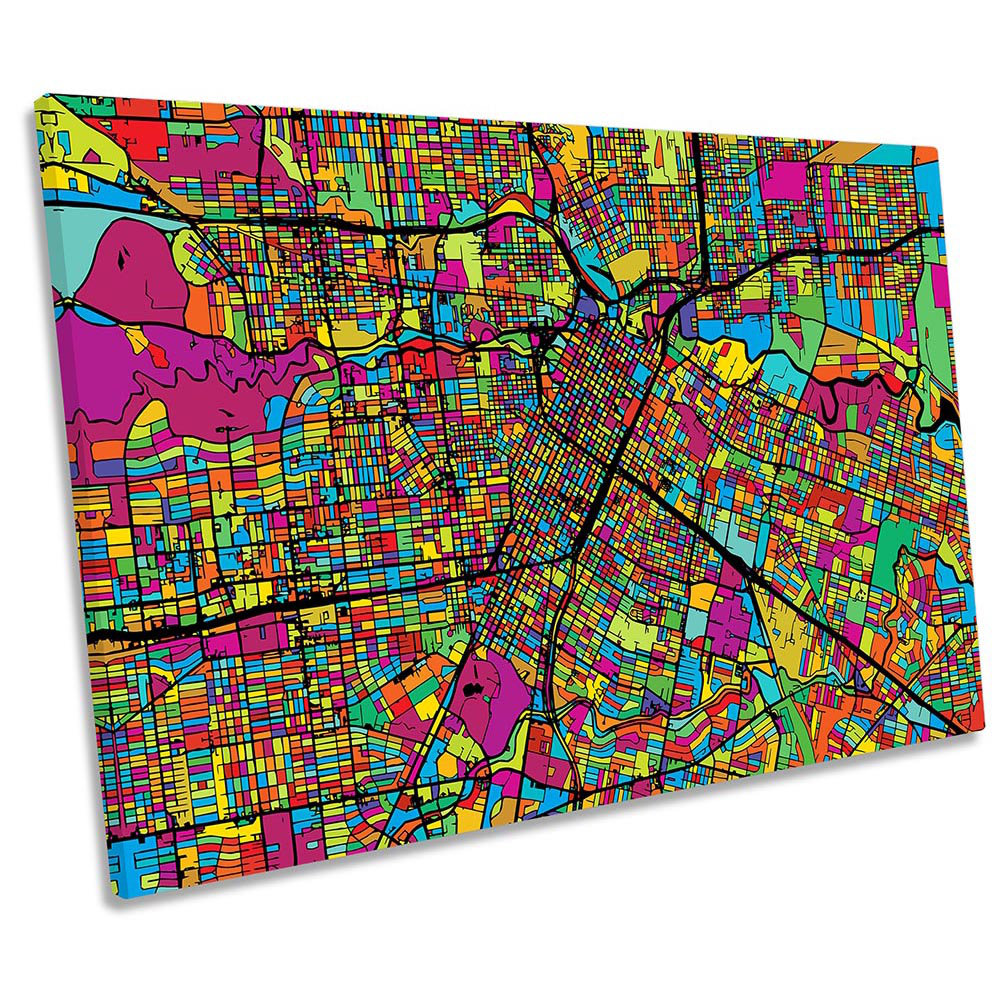Metro Lane Houston City Modern Map - Wrapped Canvas Graphic Art ...