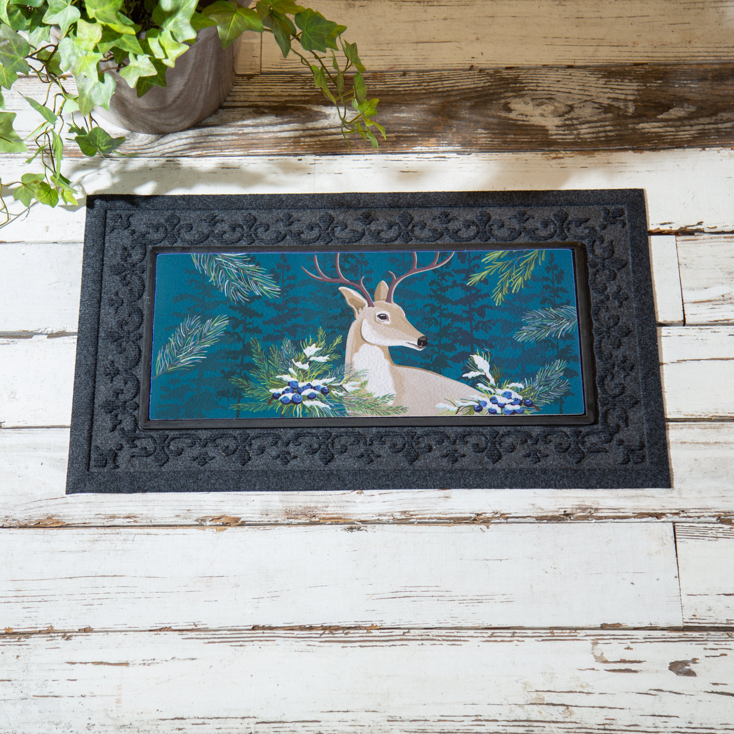 Millwood Pines Woodland Deer Welcome Sassafras Switch Mat | Wayfair