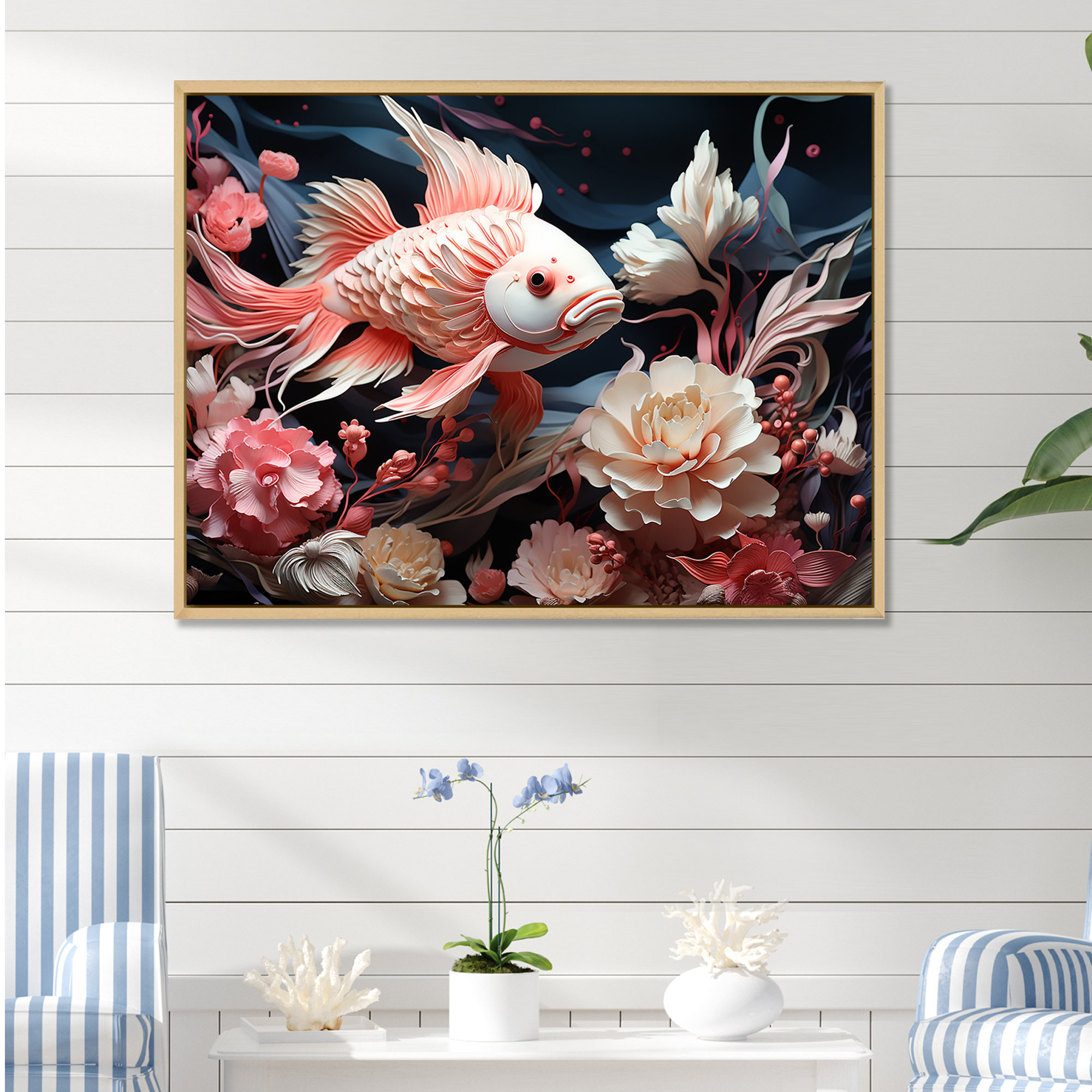 Design Art Coral And Sharks Collage Symetry I - Beach & Ocean Wall Art ...