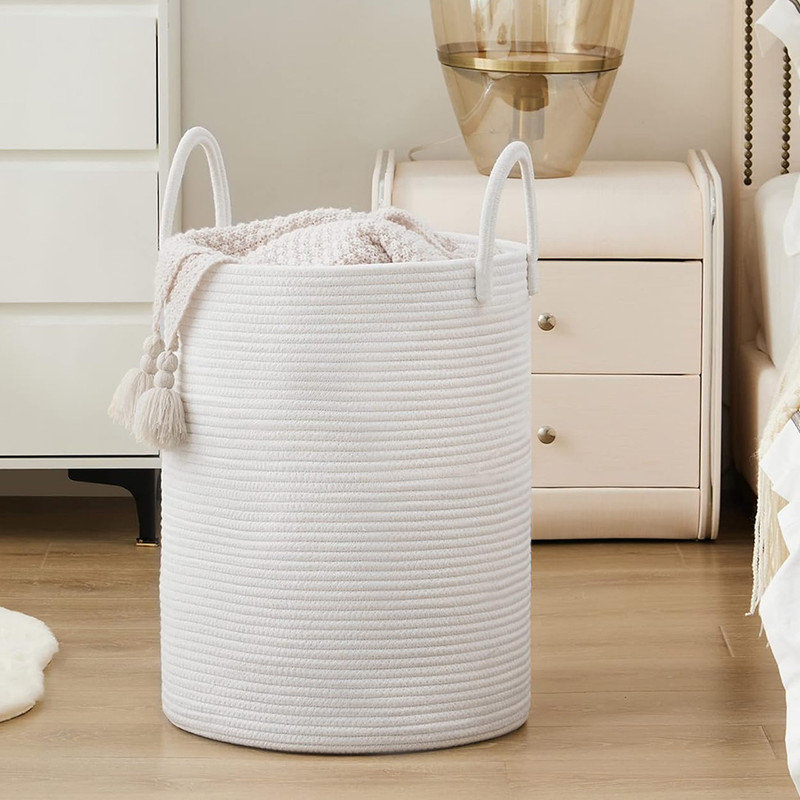 Beachcrest Home Jute Rope Woven Laundry Hamper Basket 58L, Clothes ...