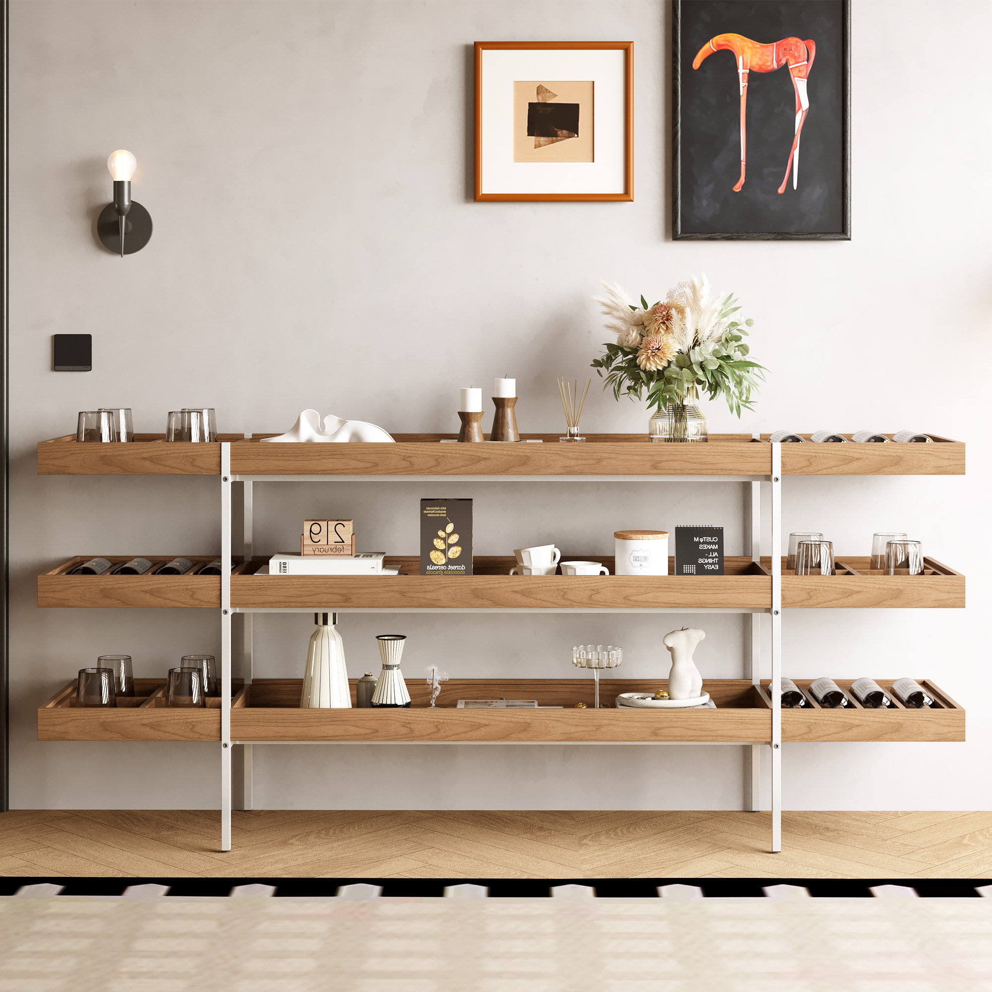 George Oliver Modern 3 Tier Melamine Stainless Steel Storage Shelf With ...