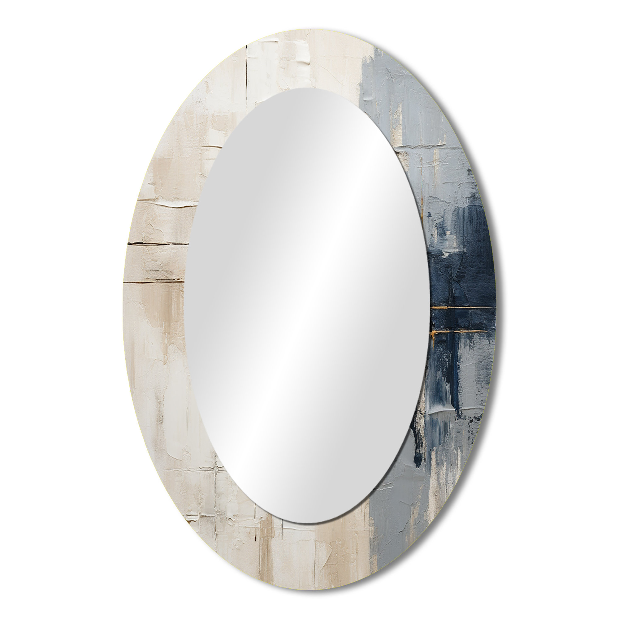 Dakota Fields Beige And Gold Minimalism Scandinavian - Landscapes Oval Decorative Mirror On ...