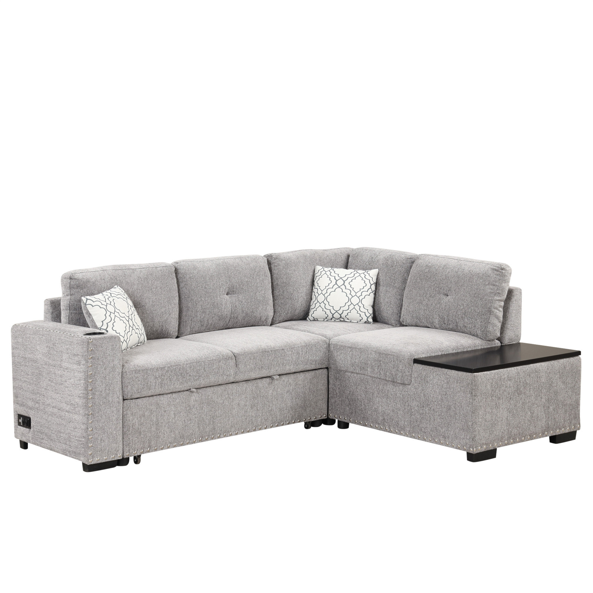 Latitude Run® Reversible Sectional Pull-Out Sofa Bed L-Shaped Corner ...