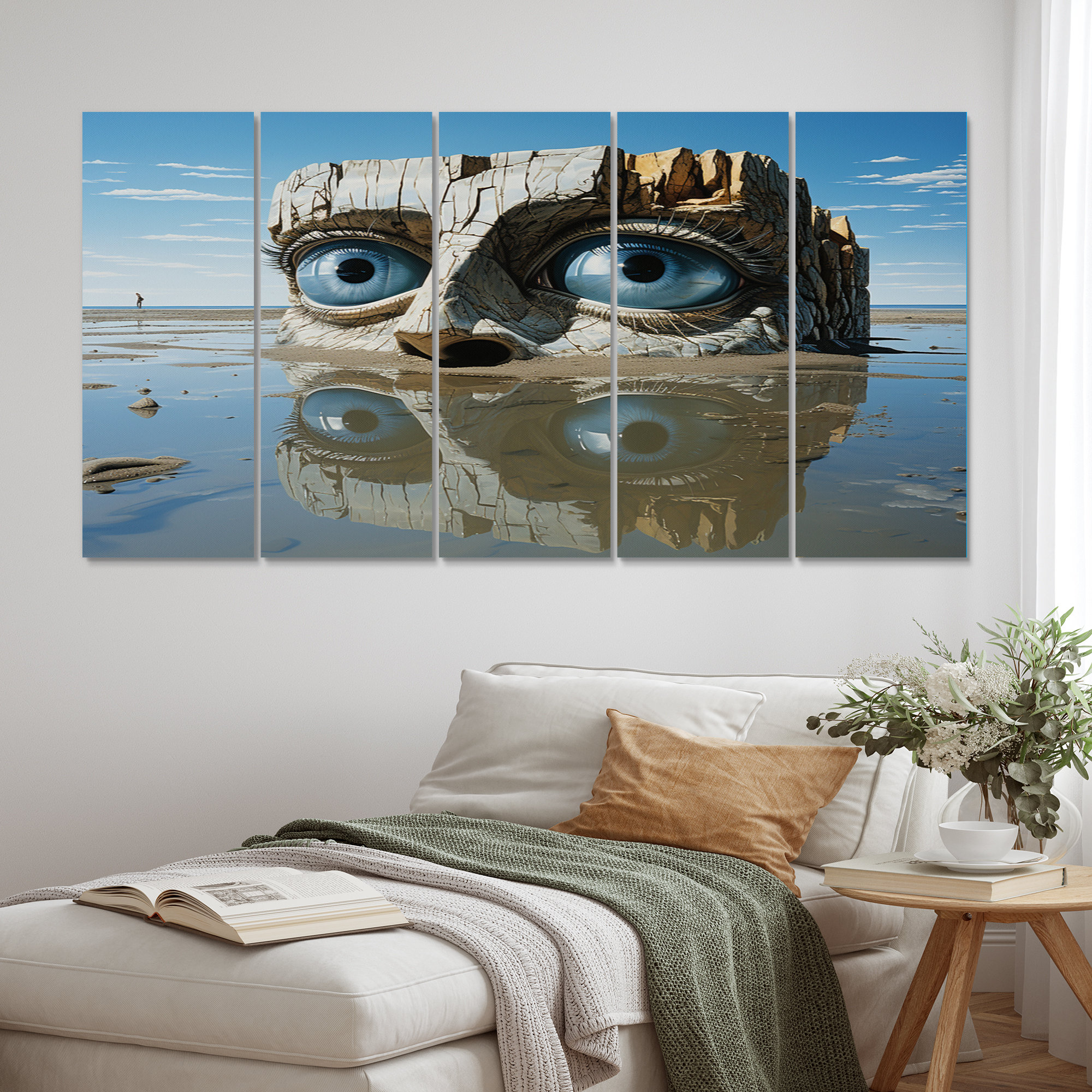 Dovecove Surreal Cube Head By - Abstract Landscape Canvas Wall Art - 5 ...