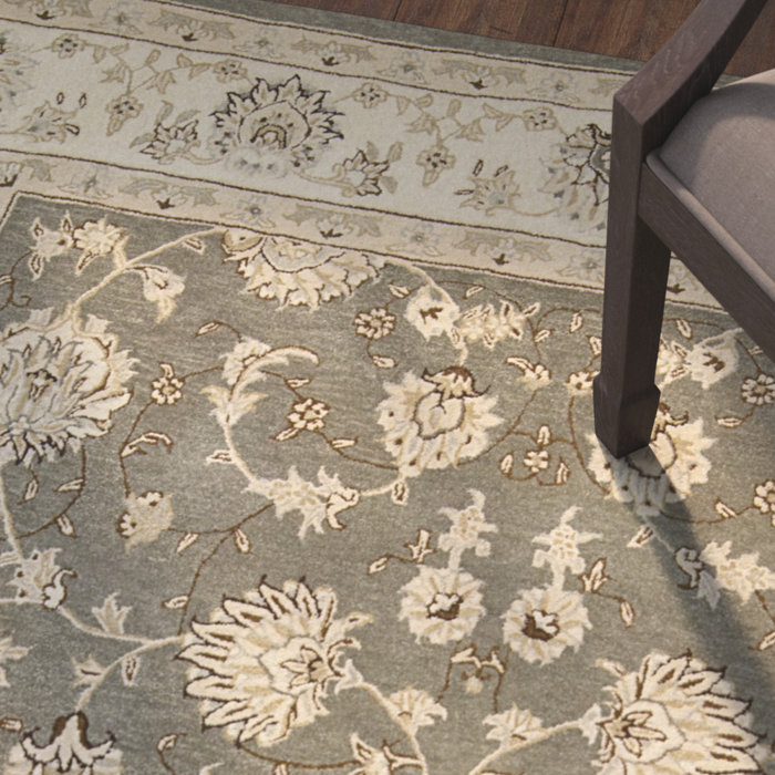 Astoria Grand Lundeen Handmade Wool Slate Rug | Wayfair