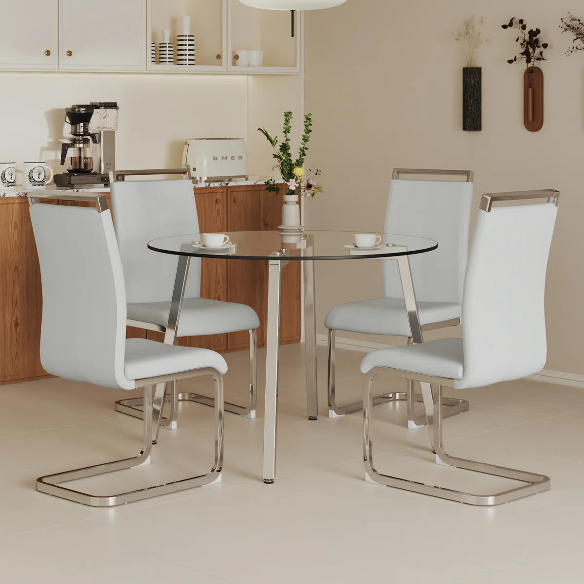 Ivy Bronx Lyndora 5 - Piece Round Glass Top Dining Set | Wayfair