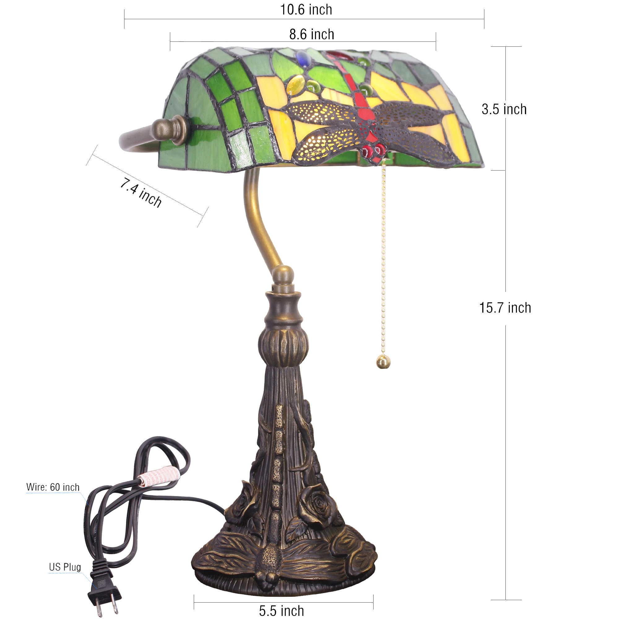 Astoria Grand Tiffany Banker Lamp Small Stained Glass Table Lamp ...