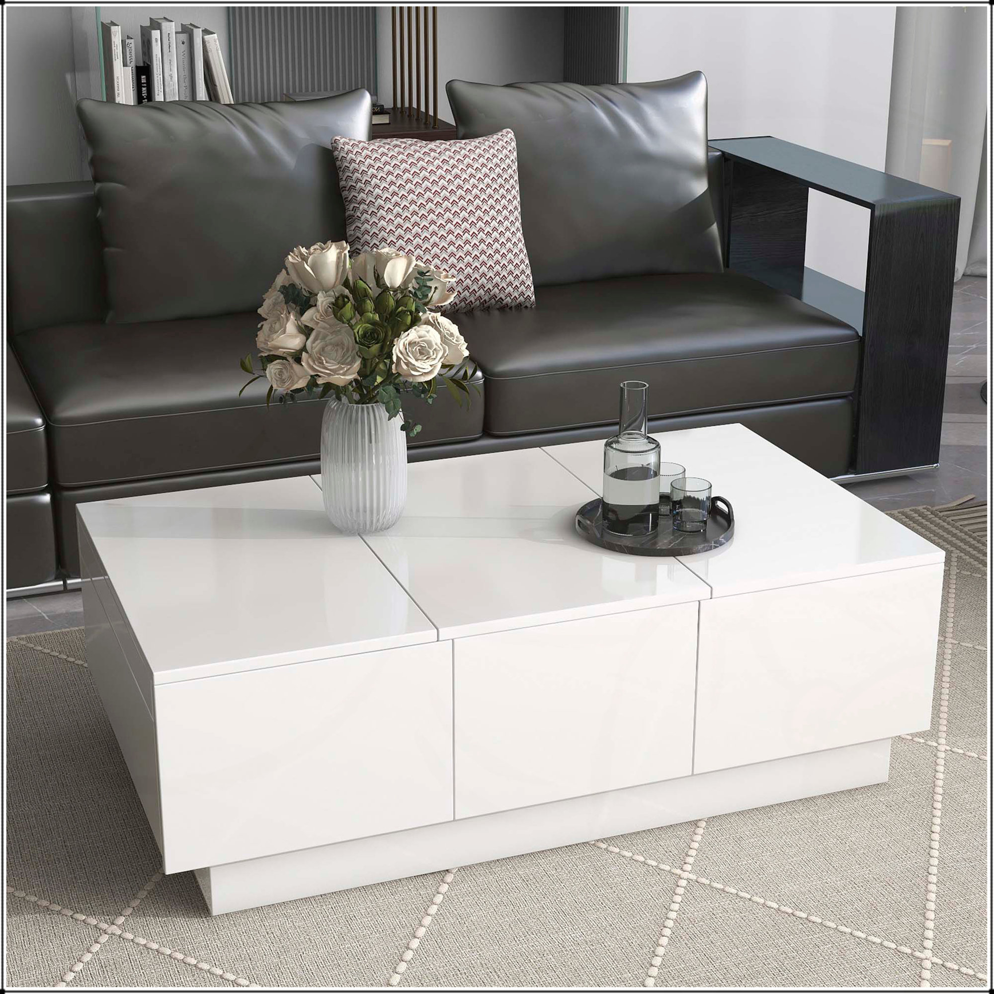 Latitude Run® Extendable Coffee Table with 2 Large Hidden Storage ...