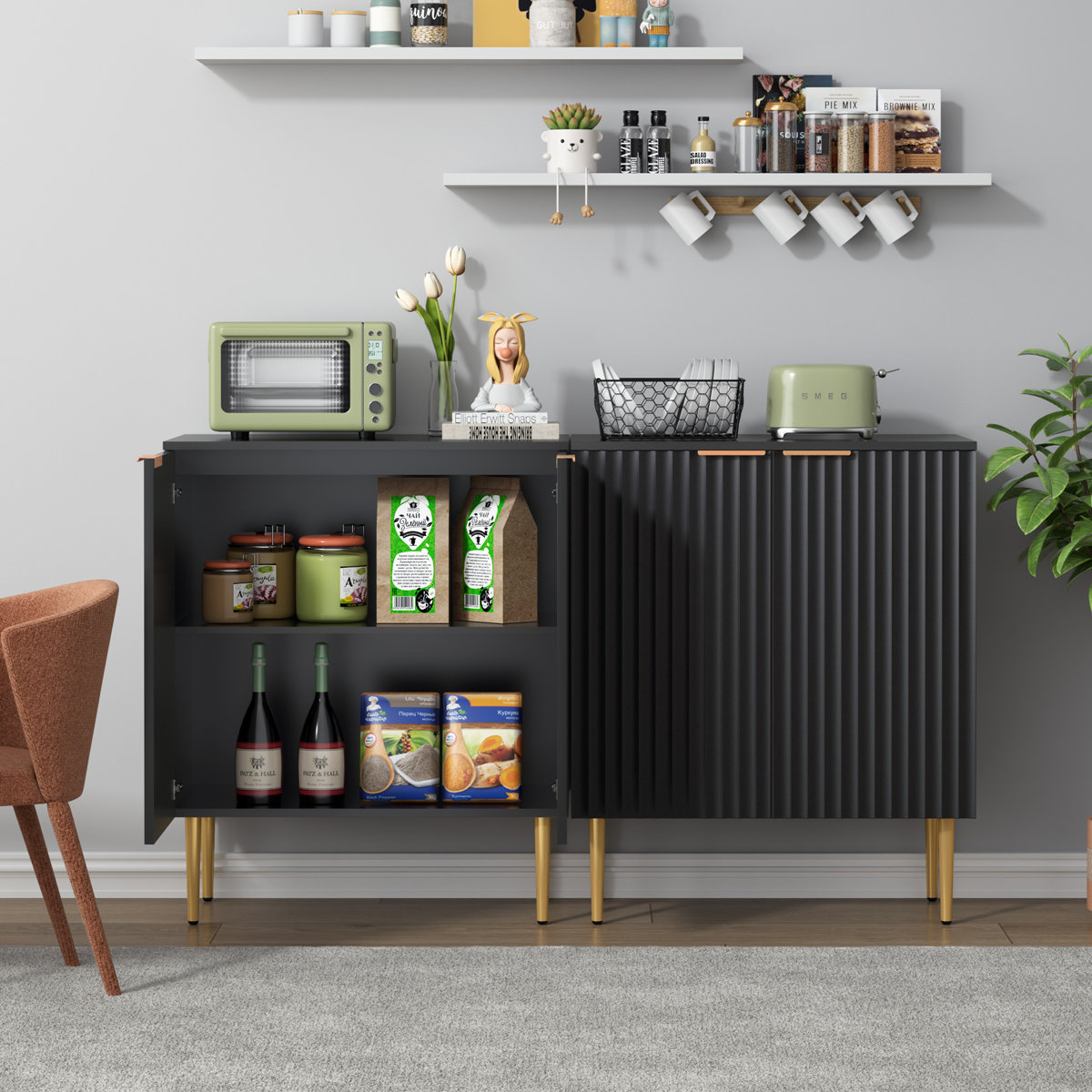 Mercer41 Rishaw Sideboard With 2 Doors And Adjustable Shelves | Wayfair