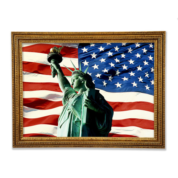 Ebern Designs Stars And Stripes With Lady Liberty - Print | Wayfair.co.uk
