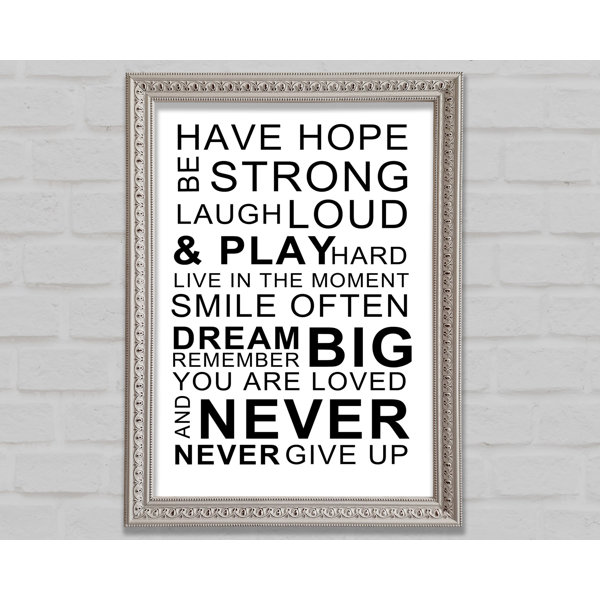 Happy Larry Family Quote Have Hope Be Strong Laugh Loud White Framed ...