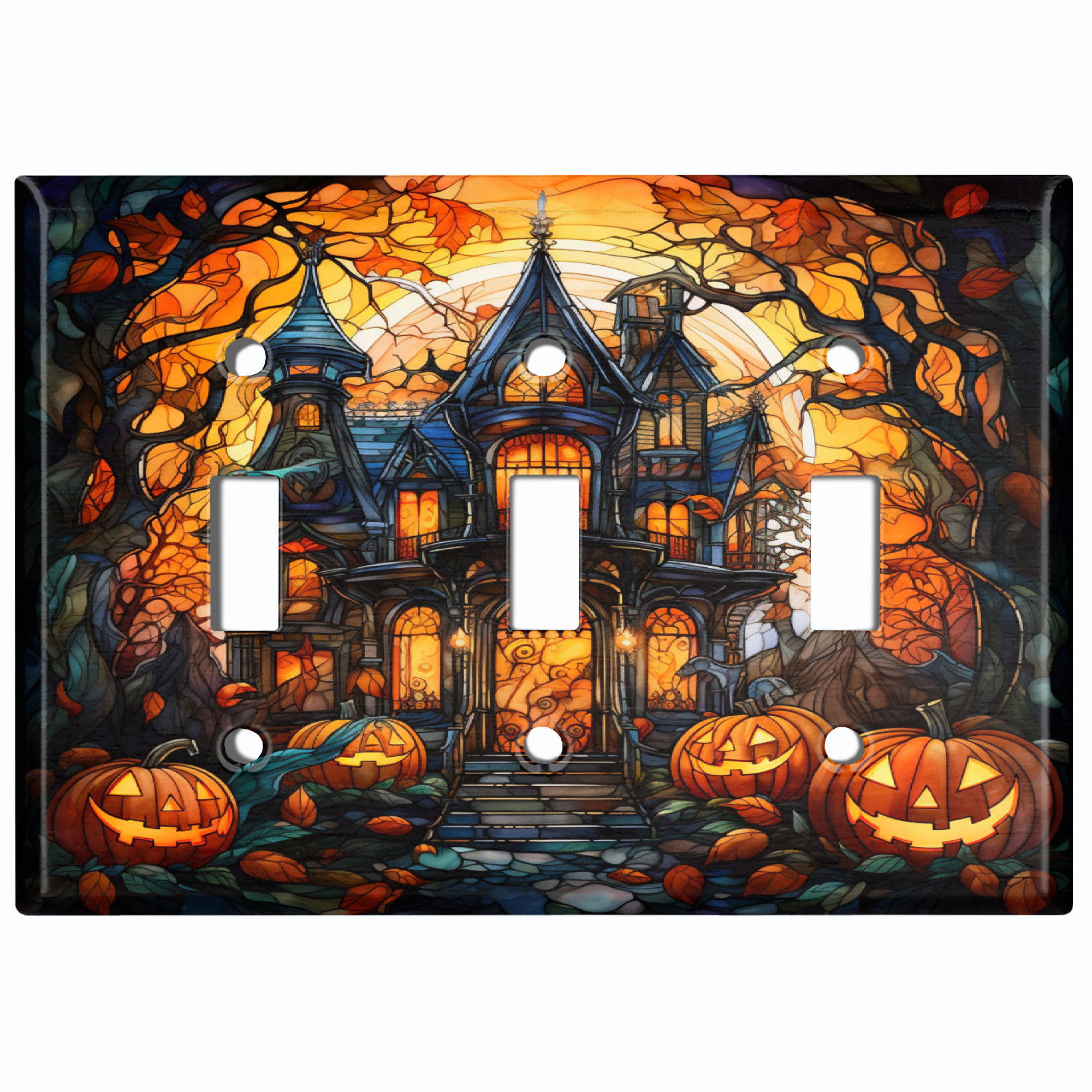 WorldAcc Halloween Spooky Pumpkin Manor House Christmas Festive Tree ...