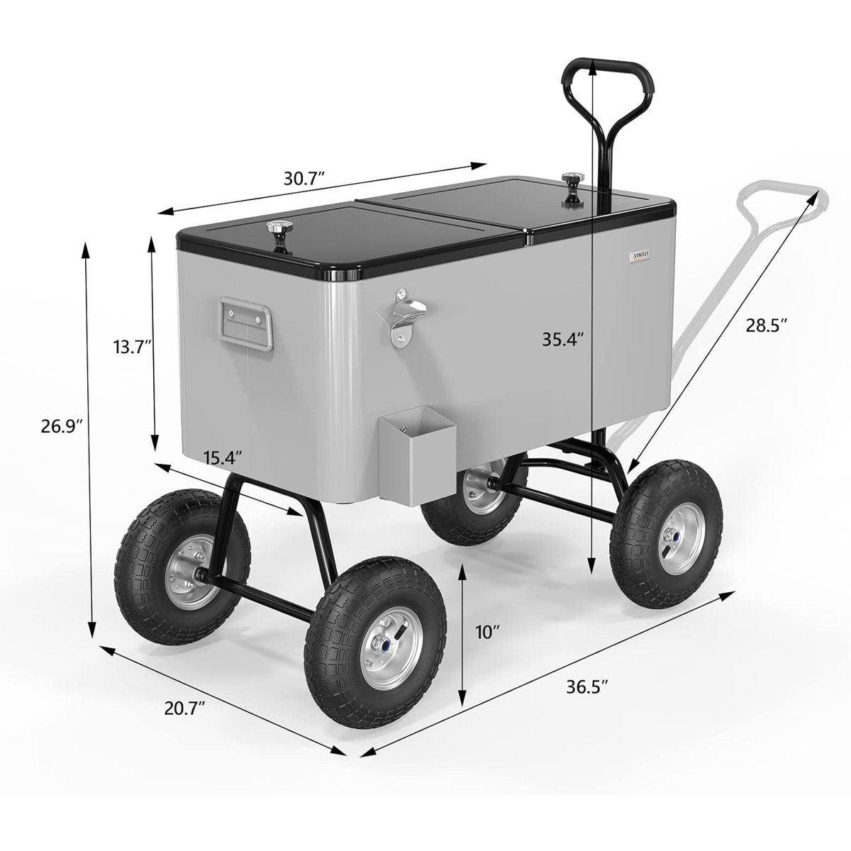 ATC CABINETS 80-Quart Trolley Rolling Refrigerator Freezer with Long ...
