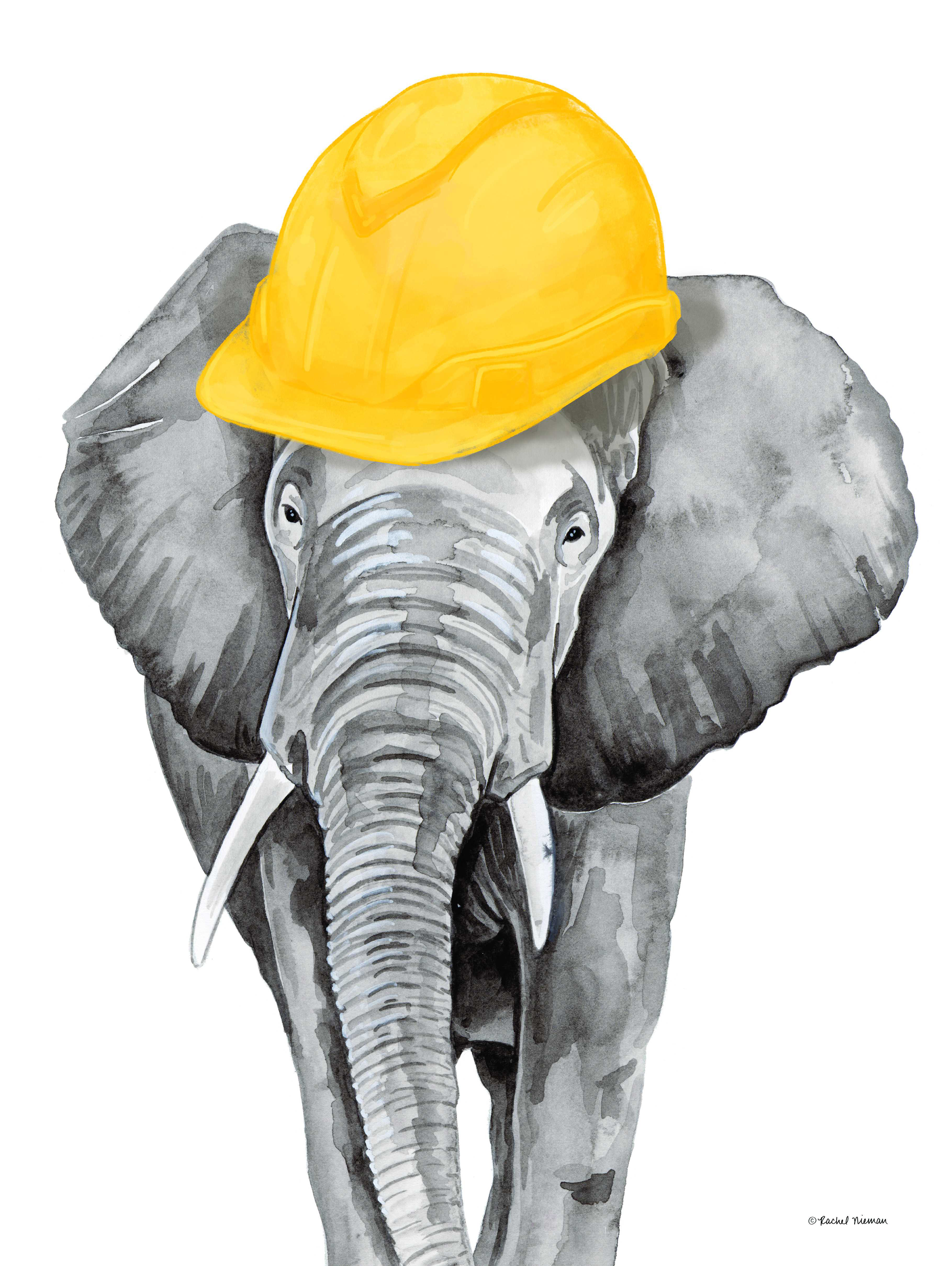 Trinx Construction Elephant - Wrapped Canvas Painting | Wayfair