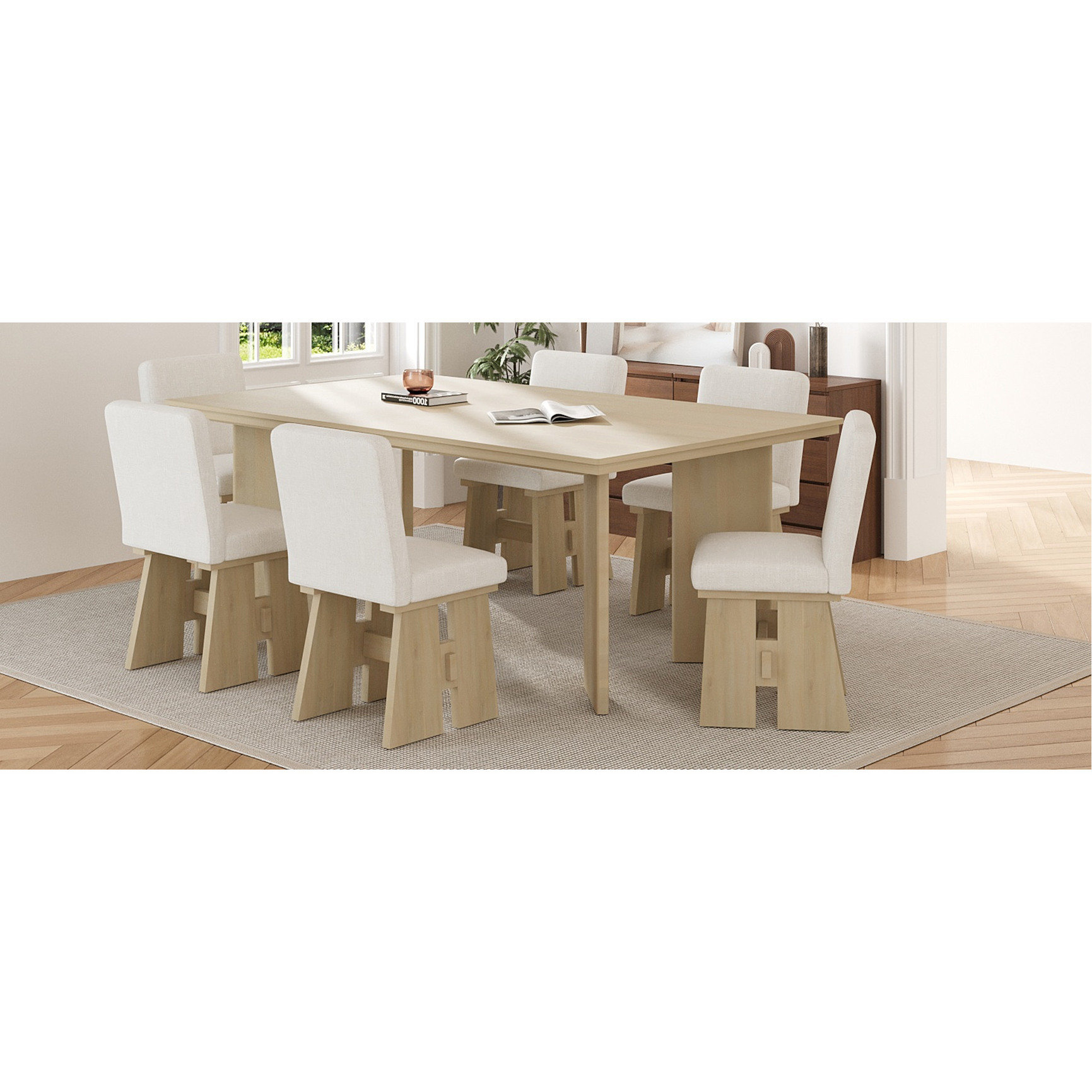 Latitude Run® 7 Dining Collection In Dark Grey + White, Solid Wood ...