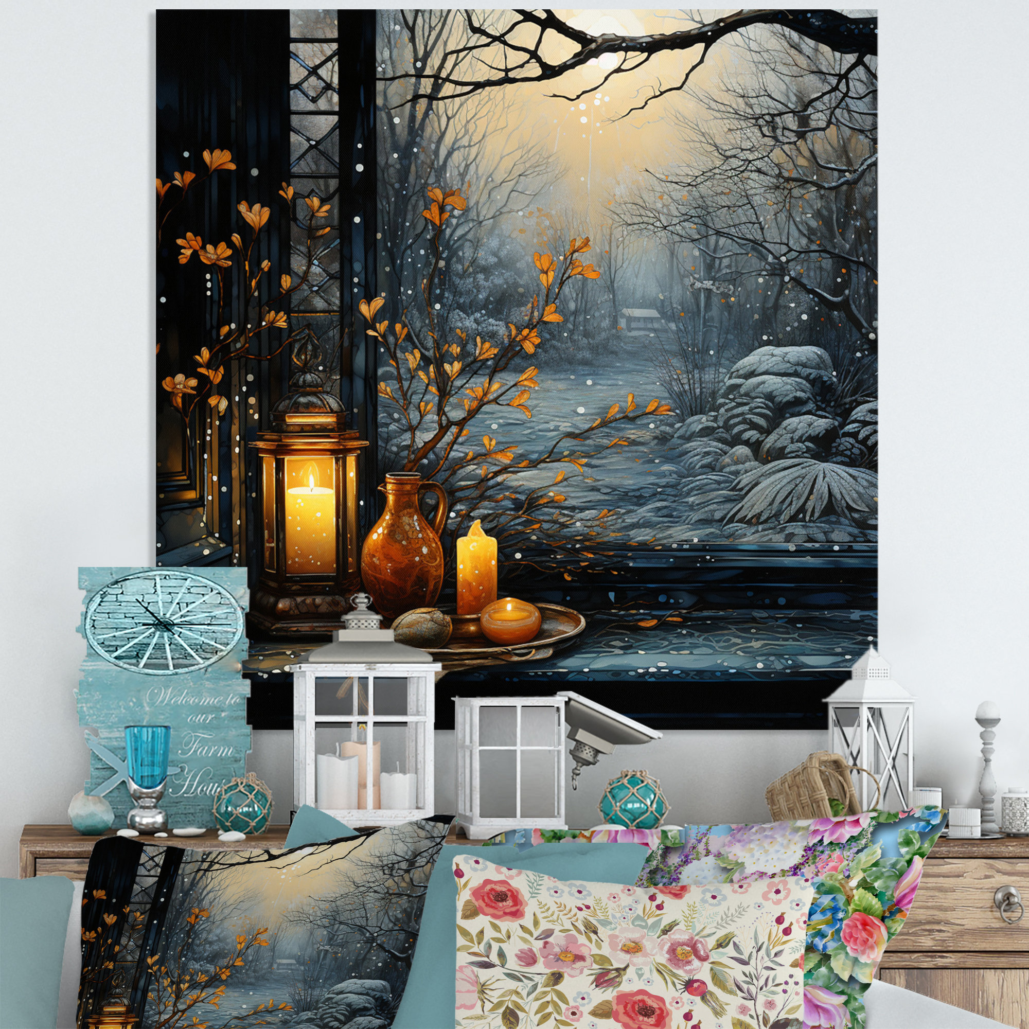 Millwood Pines Winter Frosty Still Life Pointillism II - Still Life ...