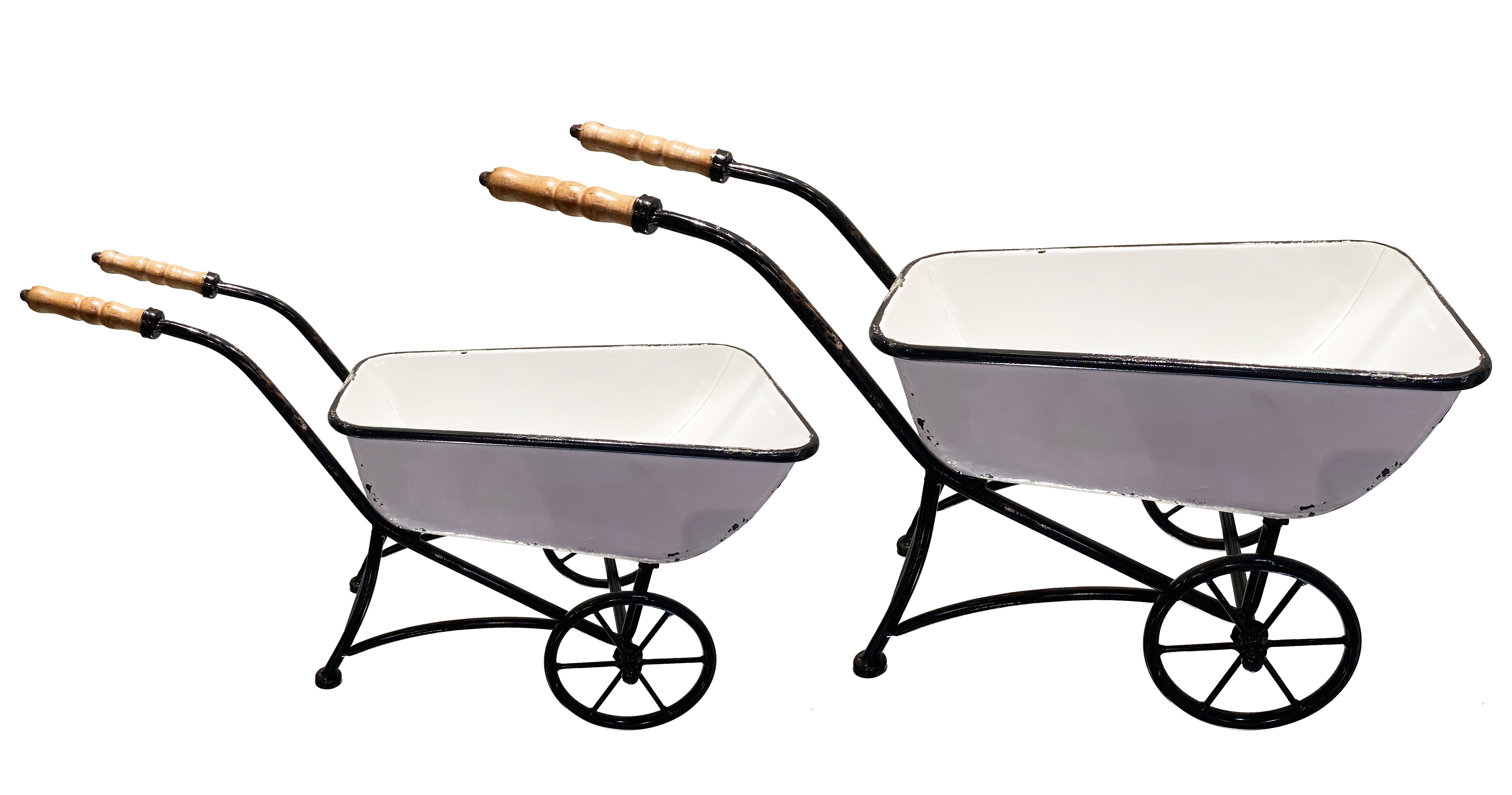 Trinx Emri 2-Piece Metal Farm Cart Planter Set | Wayfair