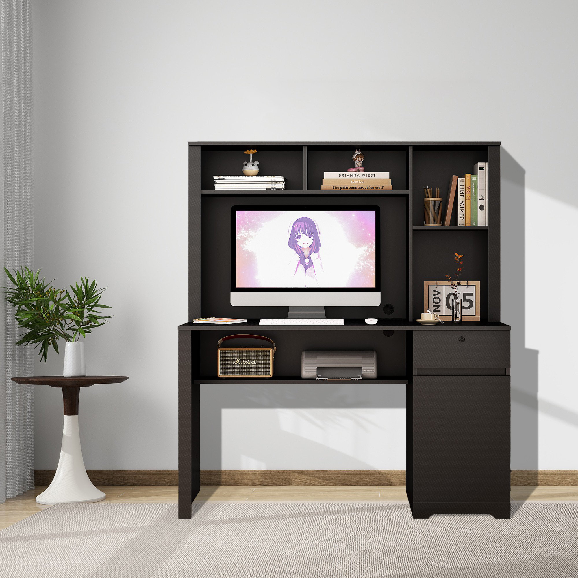 Latitude Run® Cahours 24.8'' W Rectangle Computer Desk with and Cabinet ...