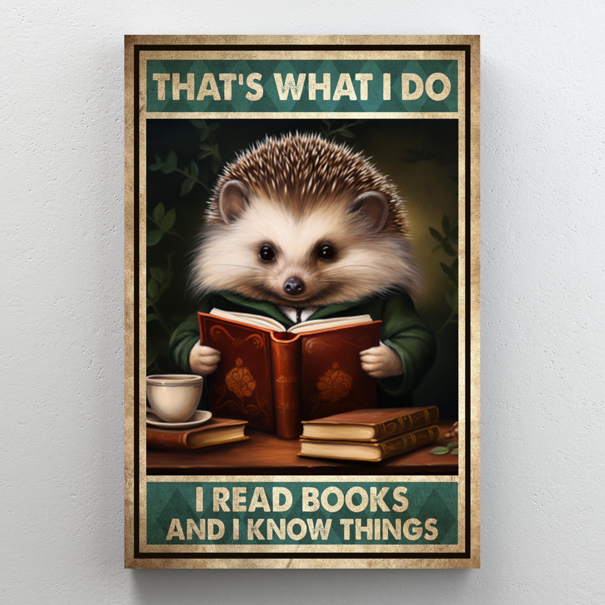 Trinx Jasminder Hedgehog I Read Books - 1 Piece Rectangle Graphic Art ...