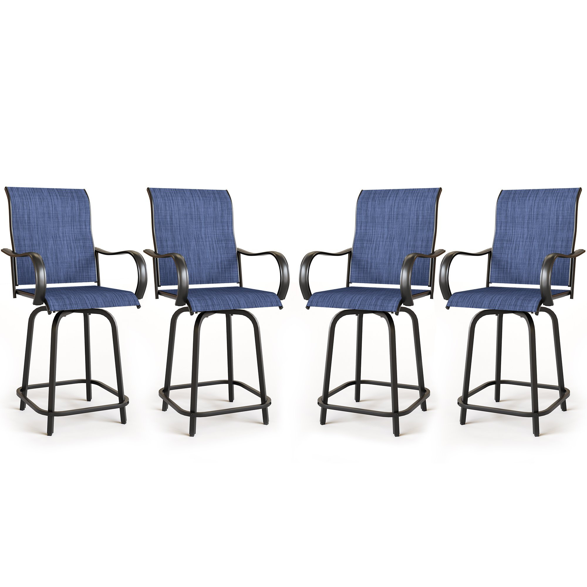 Lark Manor All-Weather PVC-Coated Polyester Swivel Patio Bar Height ...